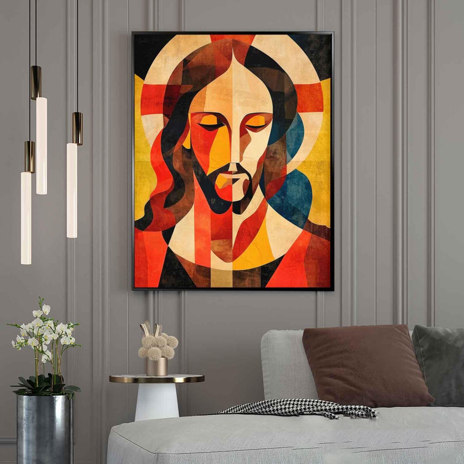 Geometric Jesus Canvas Print – Modern Christian Wall Art - Etsy