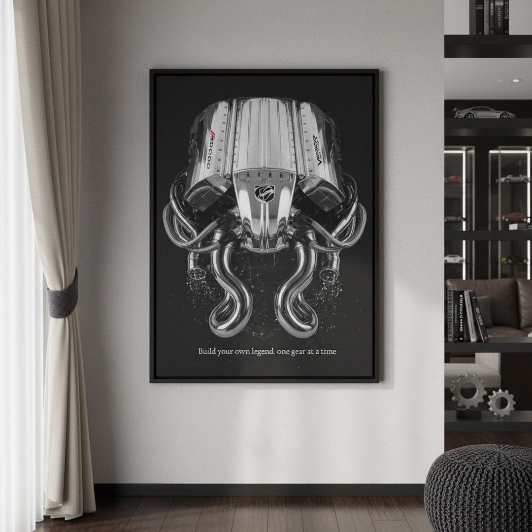 Dodge Viper SRT-10 Engine Art Print | Monochrome Car Enthusiast Wall ...