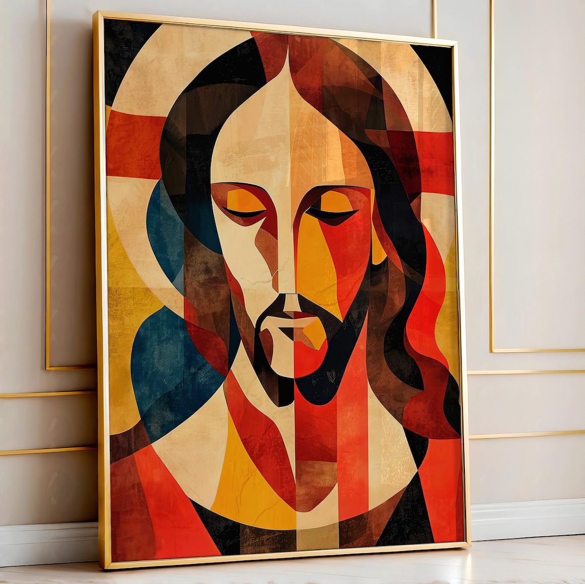 Geometric Jesus Canvas Print – Modern Christian Wall Art - Etsy