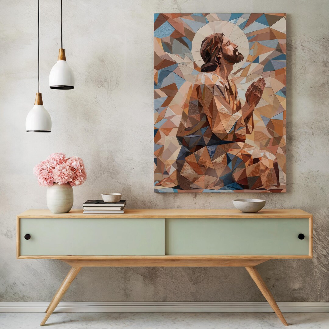 Spiritual Jesus Geometric Abstract Art Print | Modern Christian Wall ...