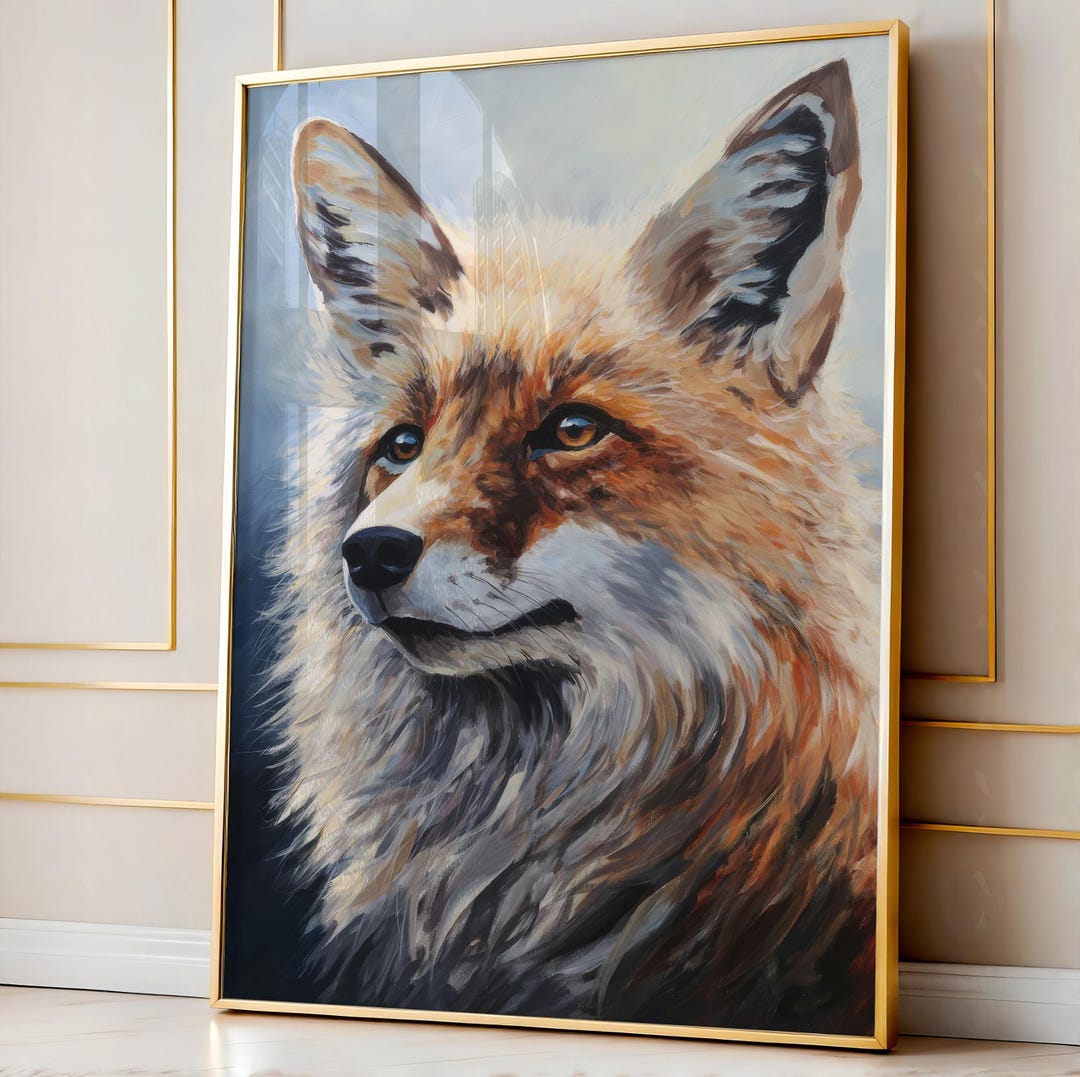 Abstract Wild Fox Canvas Print | Rustic Woodland Wall Art - Etsy