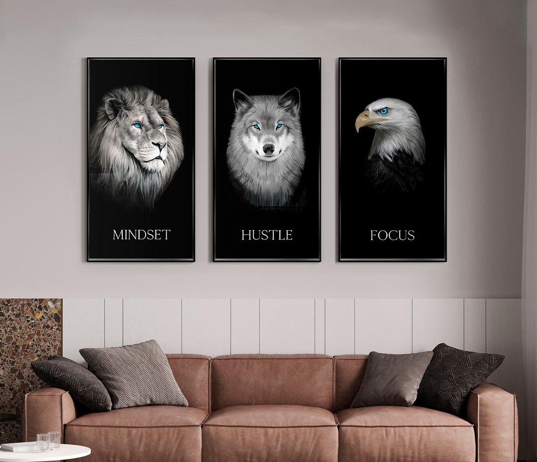 Mindset, Hustle & Focus – Motivational Office Decor | Entrepreneur Wall ...