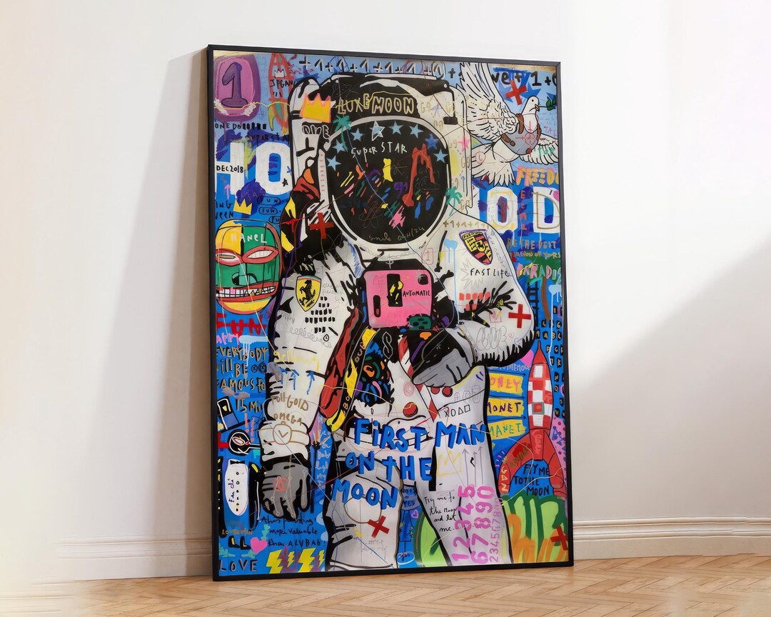 Astronaut Graffiti Wall Art, Office Wall Poster, Space Astronaut Wall ...