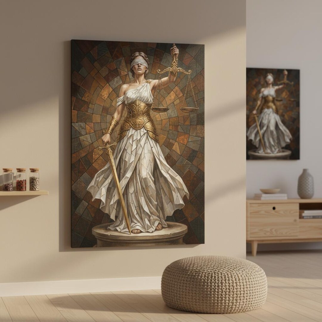 Themis Lady Justice Gold Leaf Mosaic Art Print - Etsy