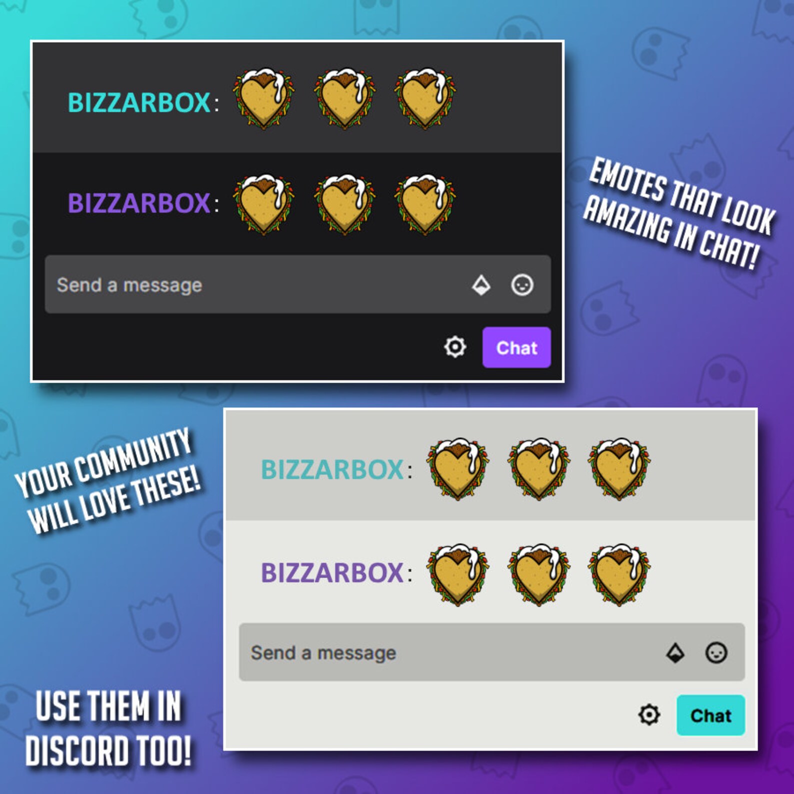 TACO HEART Animated Twitch Emote / Twitch Emotes / Twitch Stream ...