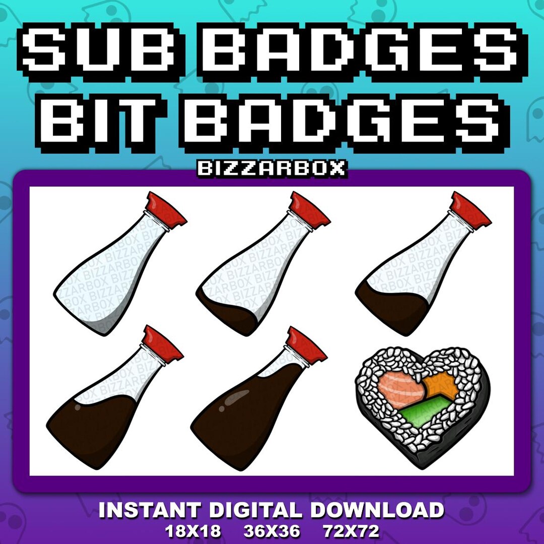 SOY SAUCE SUSHI Twitch Sub Badges / Cheer Bit Badges / Emote /emotes ...