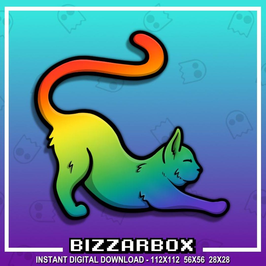 STRETCH CAT RAINBOW Channel Points Emote for Twitch / Discord / Stream ...