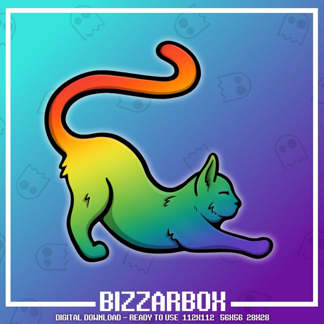 STRETCH CAT RAINBOW Channel Points Emote for Twitch / Discord / Stream ...