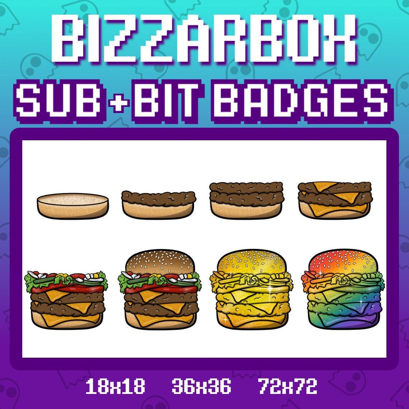 BURGER Twitch Sub Badges / Cheer Bit Badges / Emotes / Emoji / - Etsy