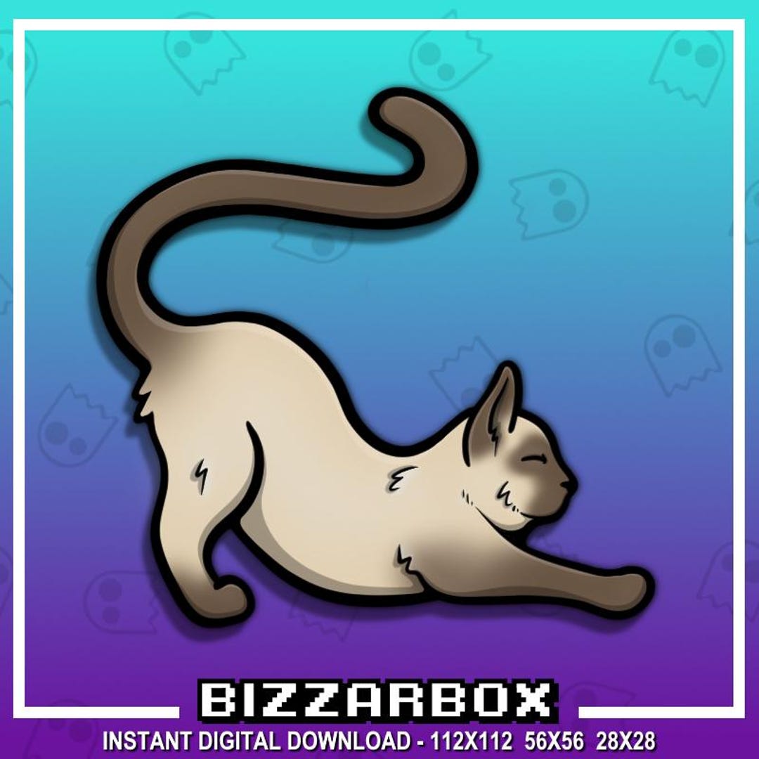 STRETCH CAT SIAMESE Channel Points Emote for Twitch / Discord / Stream ...