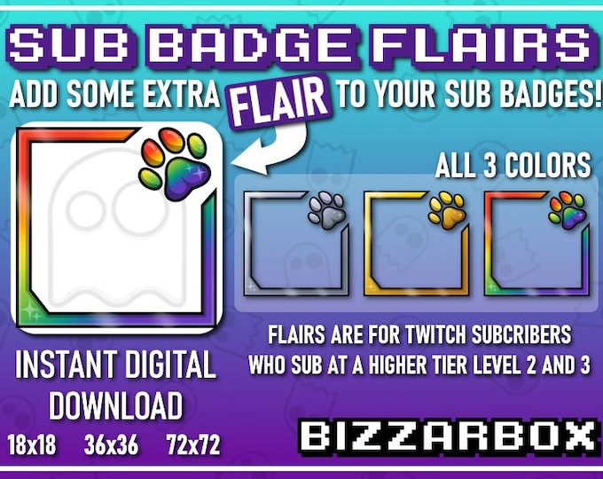 PAW FRAMES Twitch Flairs / Sub Badge Flairs / Sub Badges / Loyalty ...
