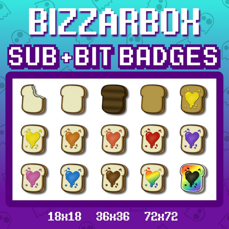 BREAD TOAST JAM Twitch Sub Badges / Cheer Bit Badges / Emote - Etsy