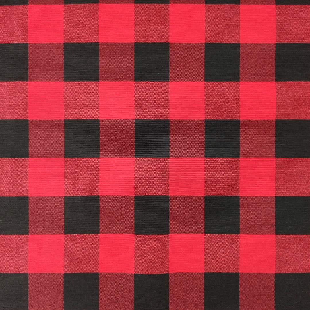Recorte de tela de tartán de mezcla de algodón a cuadros rojos y negros ...