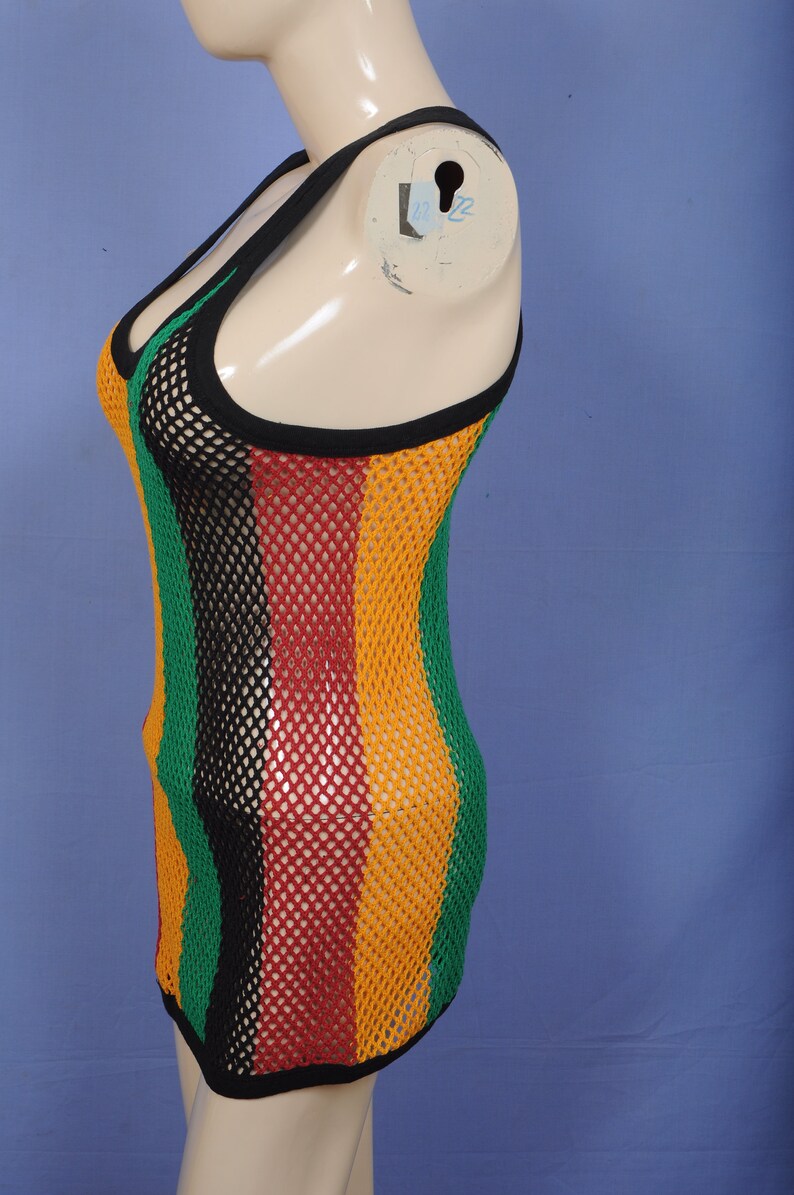 Handmade Ladies Rasta Sleeveless Stripe Cotton String Vest | Etsy