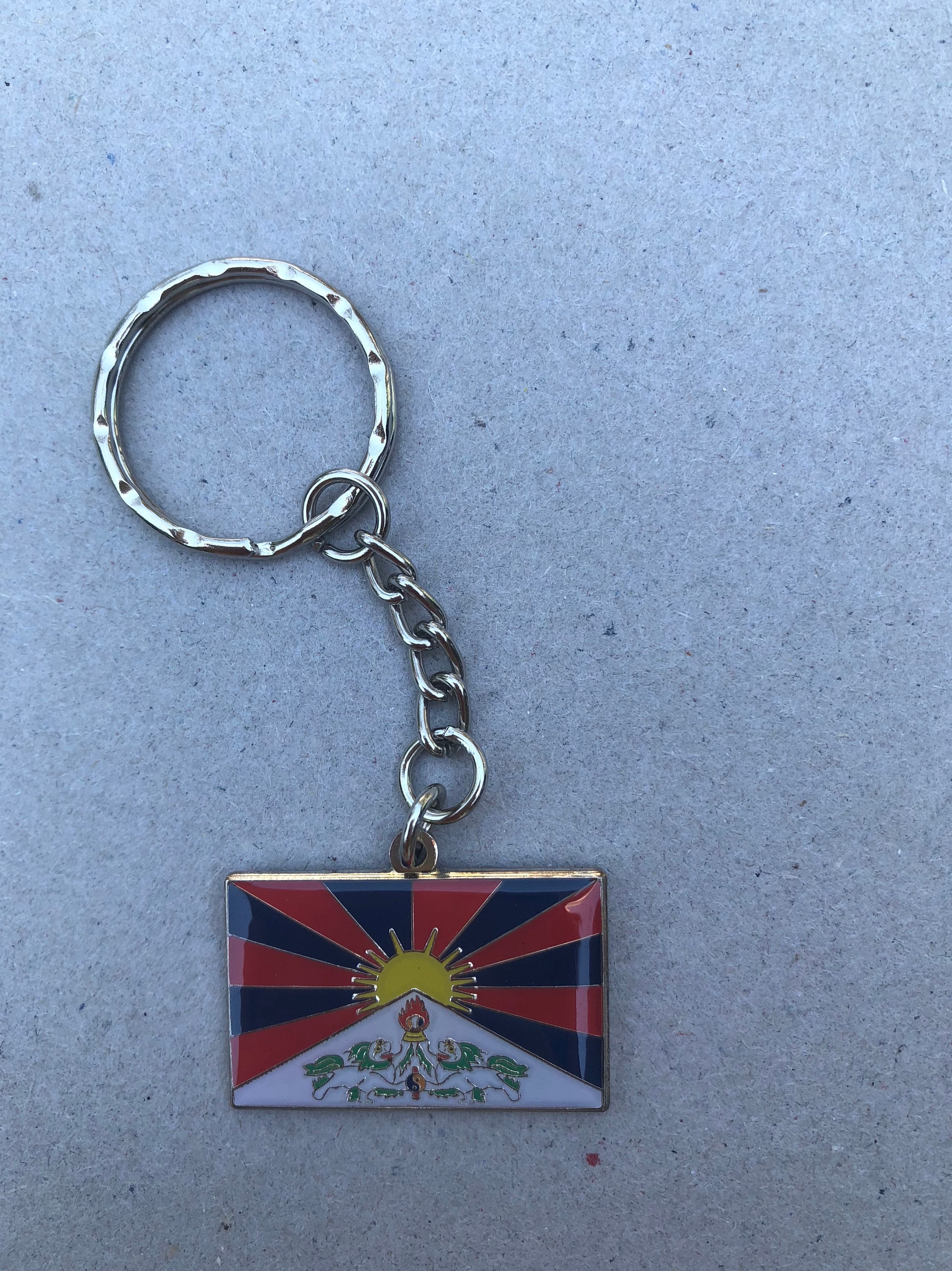 TIBET Flag Keychain Keyring Charm Pendant Lapel Enamel Resin TIBETAN ...