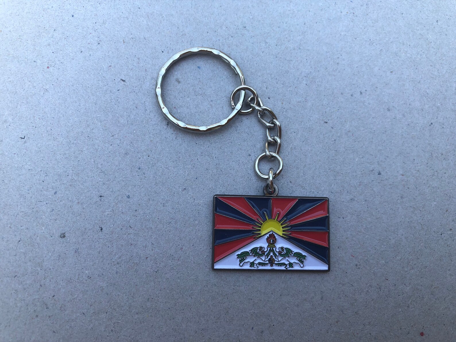 TIBET Flag Keychain Keyring Charm Pendant Lapel Enamel Resin TIBETAN ...