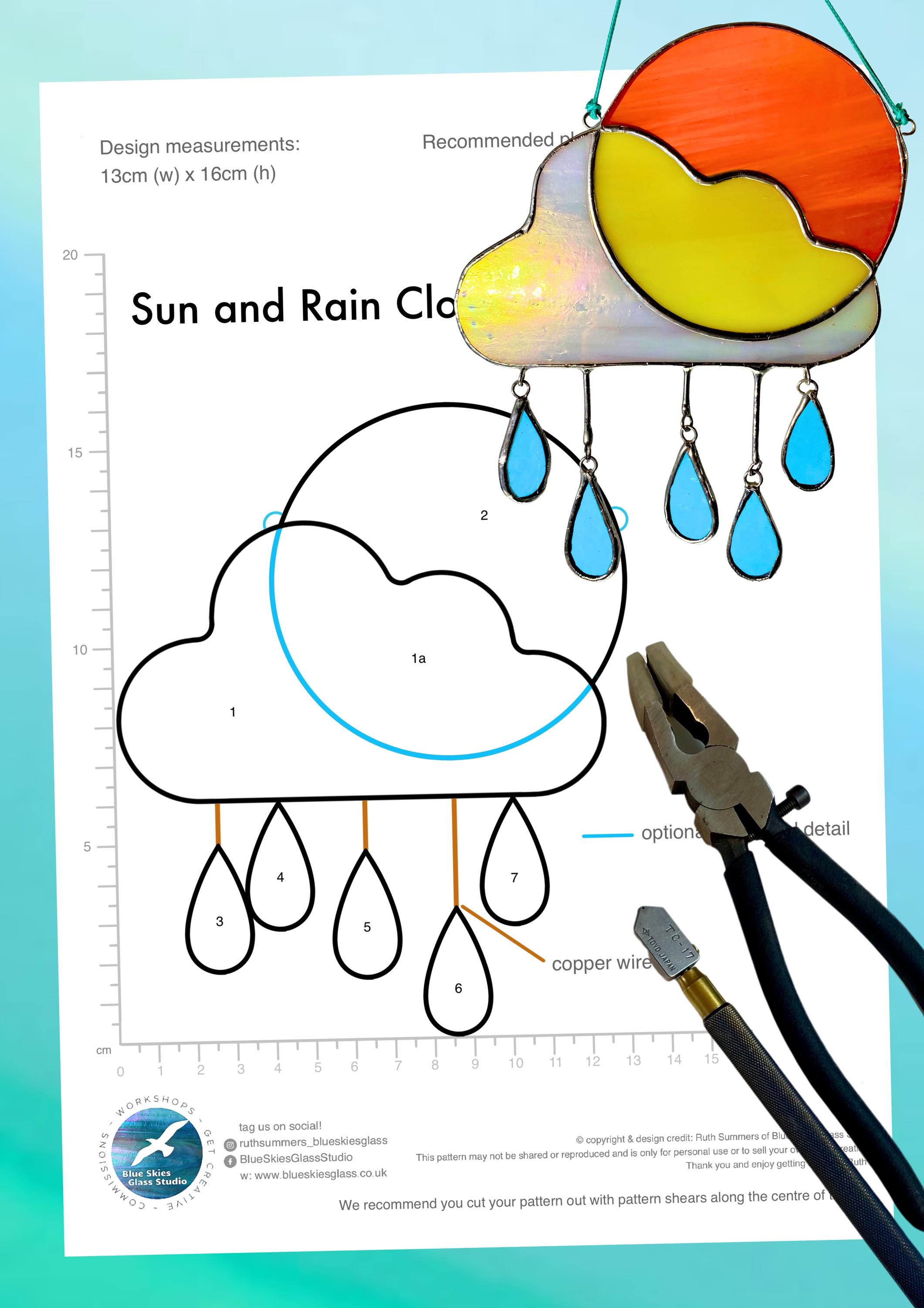 Sun and Rain Cloud - Stained Glass Pattern (digital PDF and JPG ...