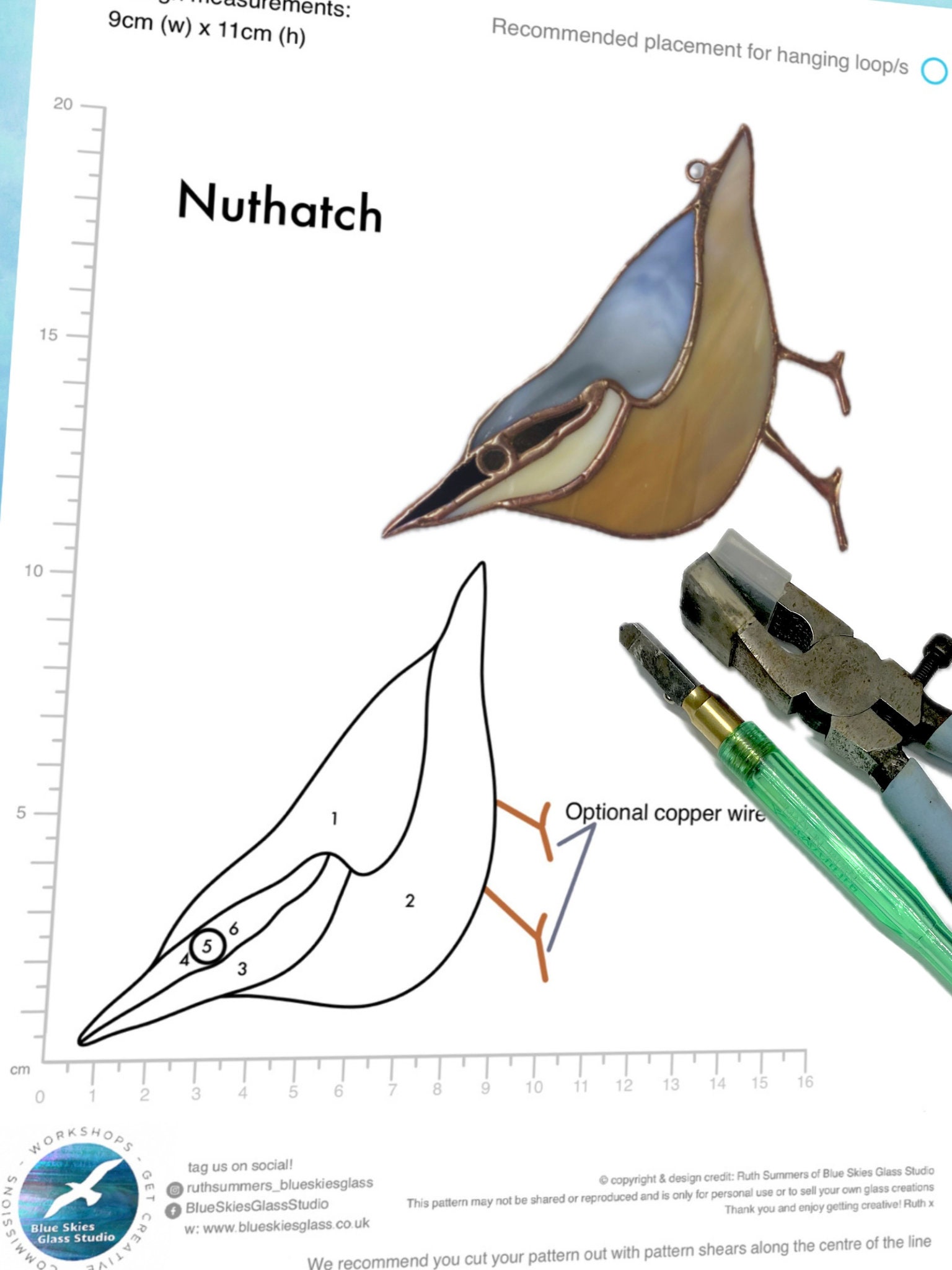 Nuthatch - Pattern for Stained Glass Copper Foil (digital PDF and JPG ...