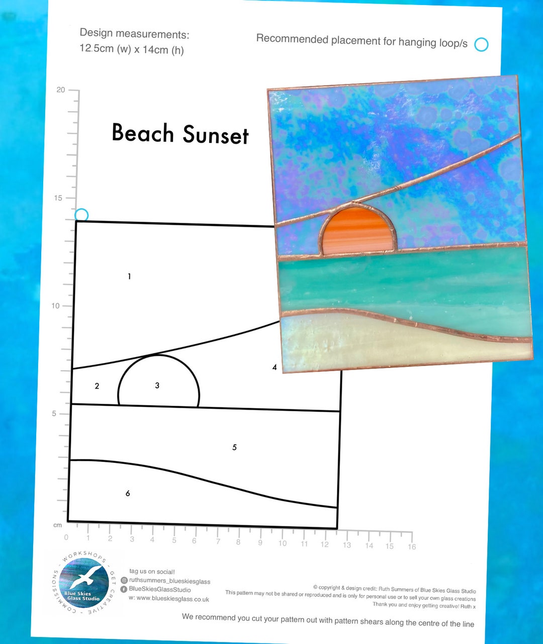 Beach Sunset (or Moonrise) - Pattern for Stained Glass Copper Foil ...