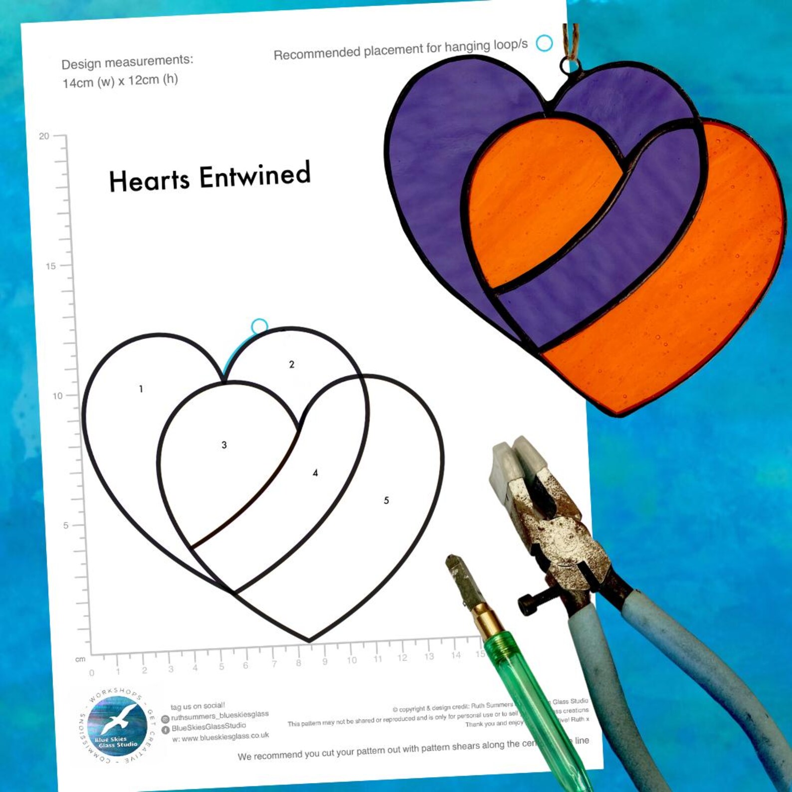 Hearts Entwined - Stained Glass Pattern (digital PDF and JPG DOWNLOAD ...