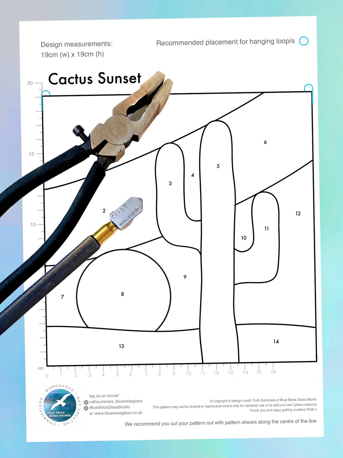 Cactus Sunset - Stained Glass Pattern (digital PDF and JPG DOWNLOAD) - Etsy