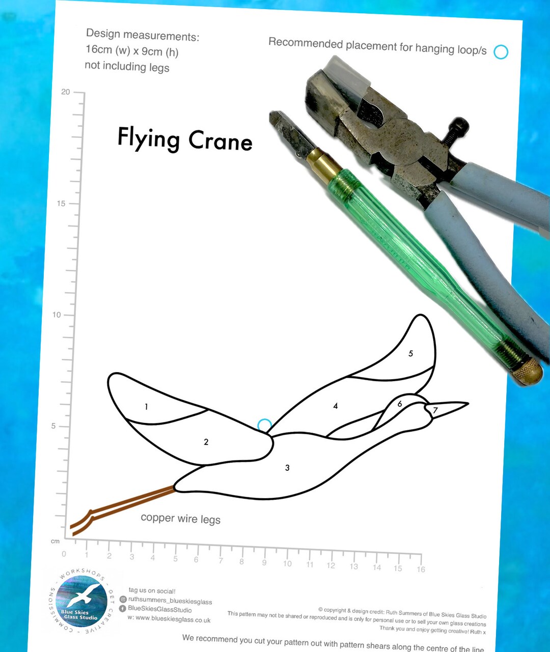 Flying Crane - DIGITAL DOWNLOAD PATTERN for Stained Glass Copper Foil ...