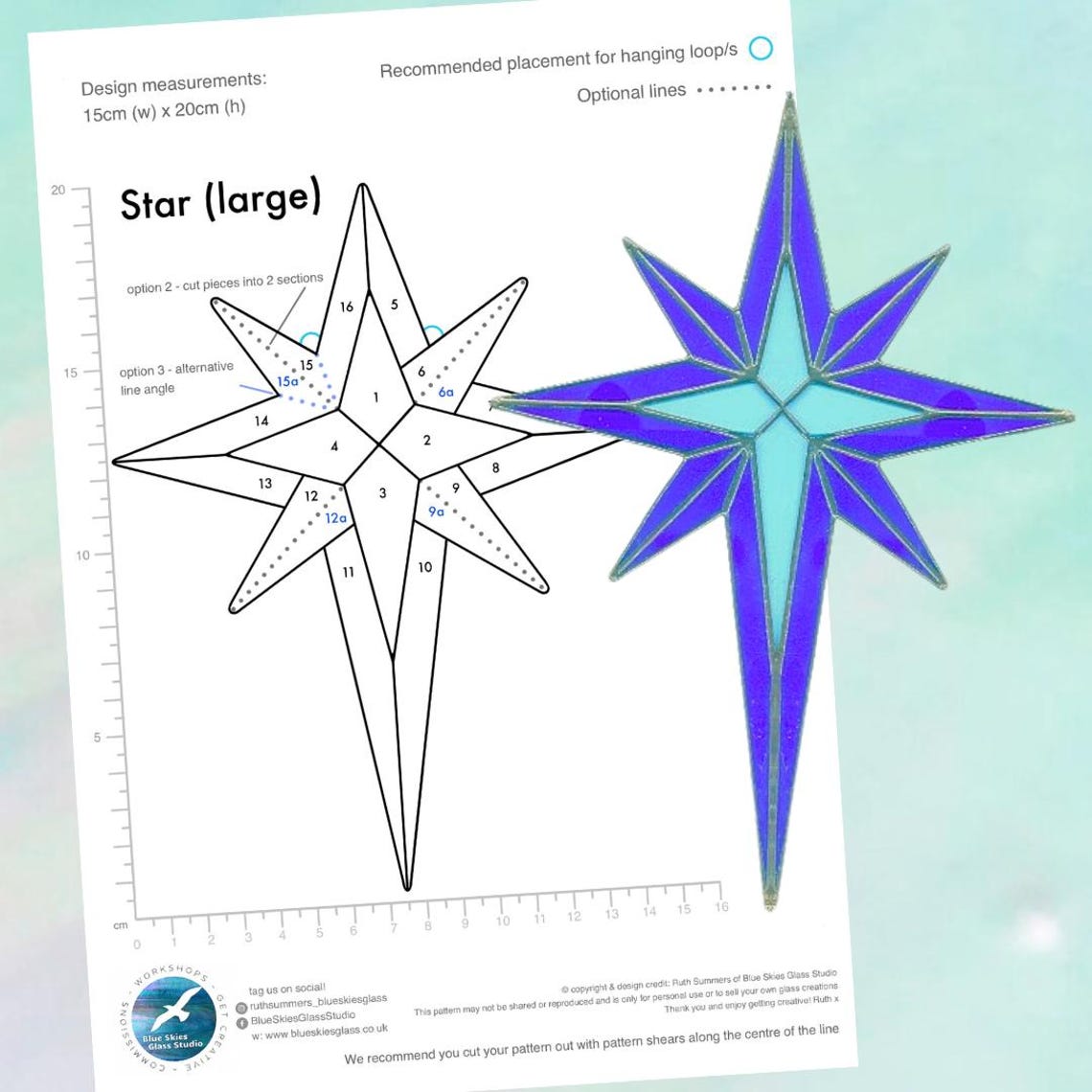 Star (large) - Stained Glass Pattern (digital PDF and JPG DOWNLOAD) (3 ...