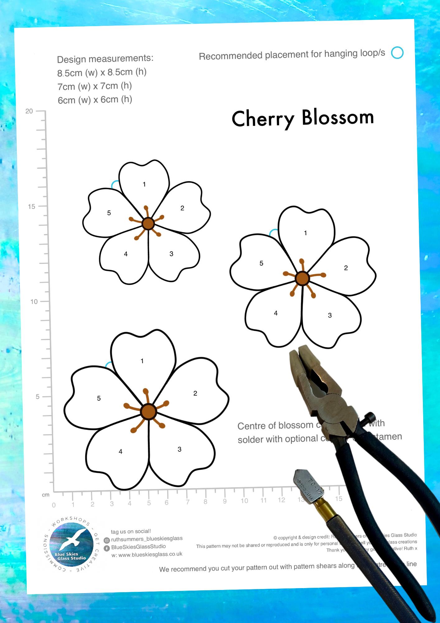 Cherry Blossom - Stained Glass Copper Foil Pattern (digital PDF and JPG ...