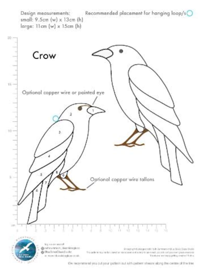 Crow - Pattern for Stained Glass Copper Foil (digital PDF and JPG ...