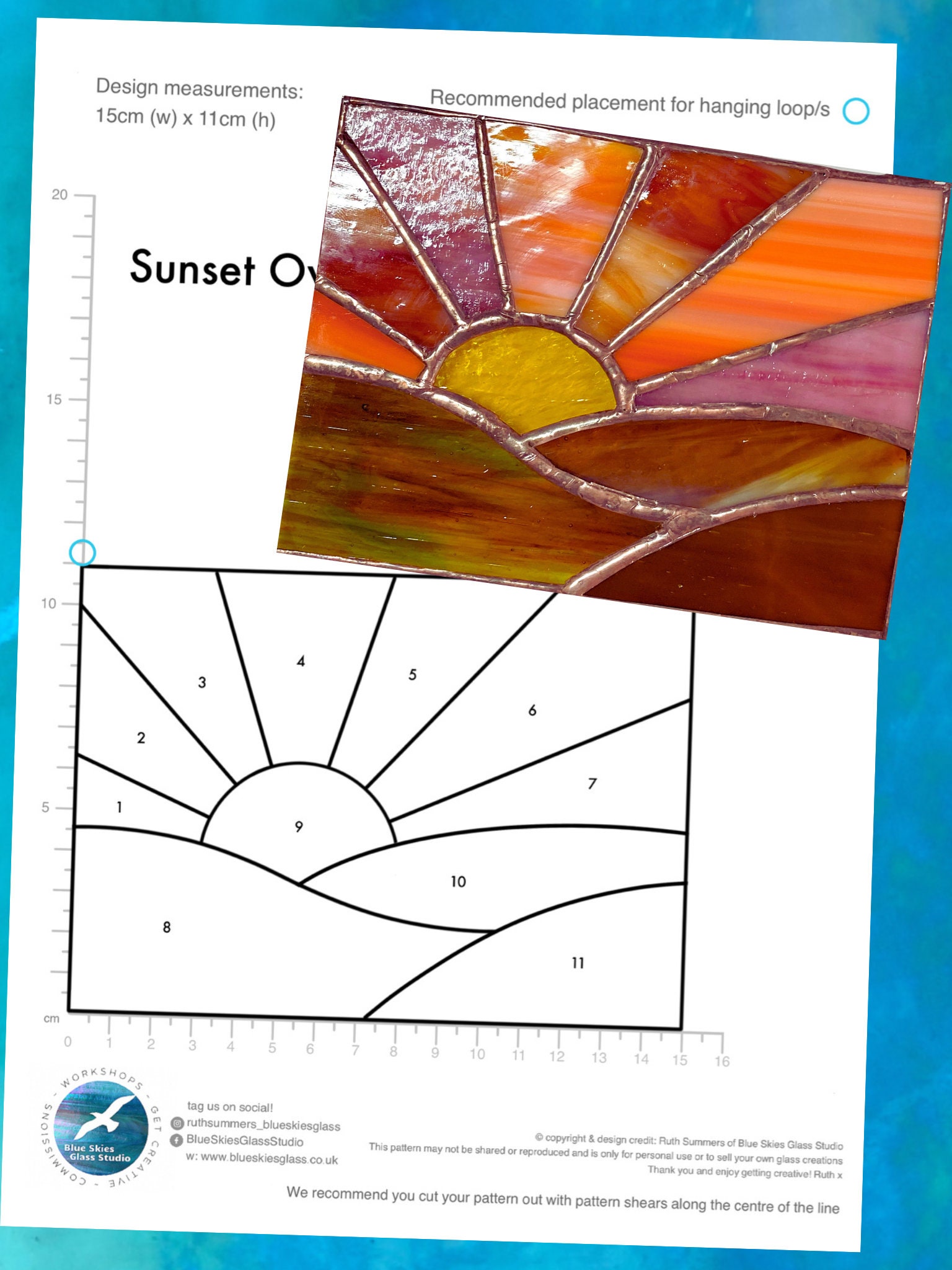 Sunset Over Downs DIGITAL DOWNLOAD PATTERN for Stained Glass Copper ...