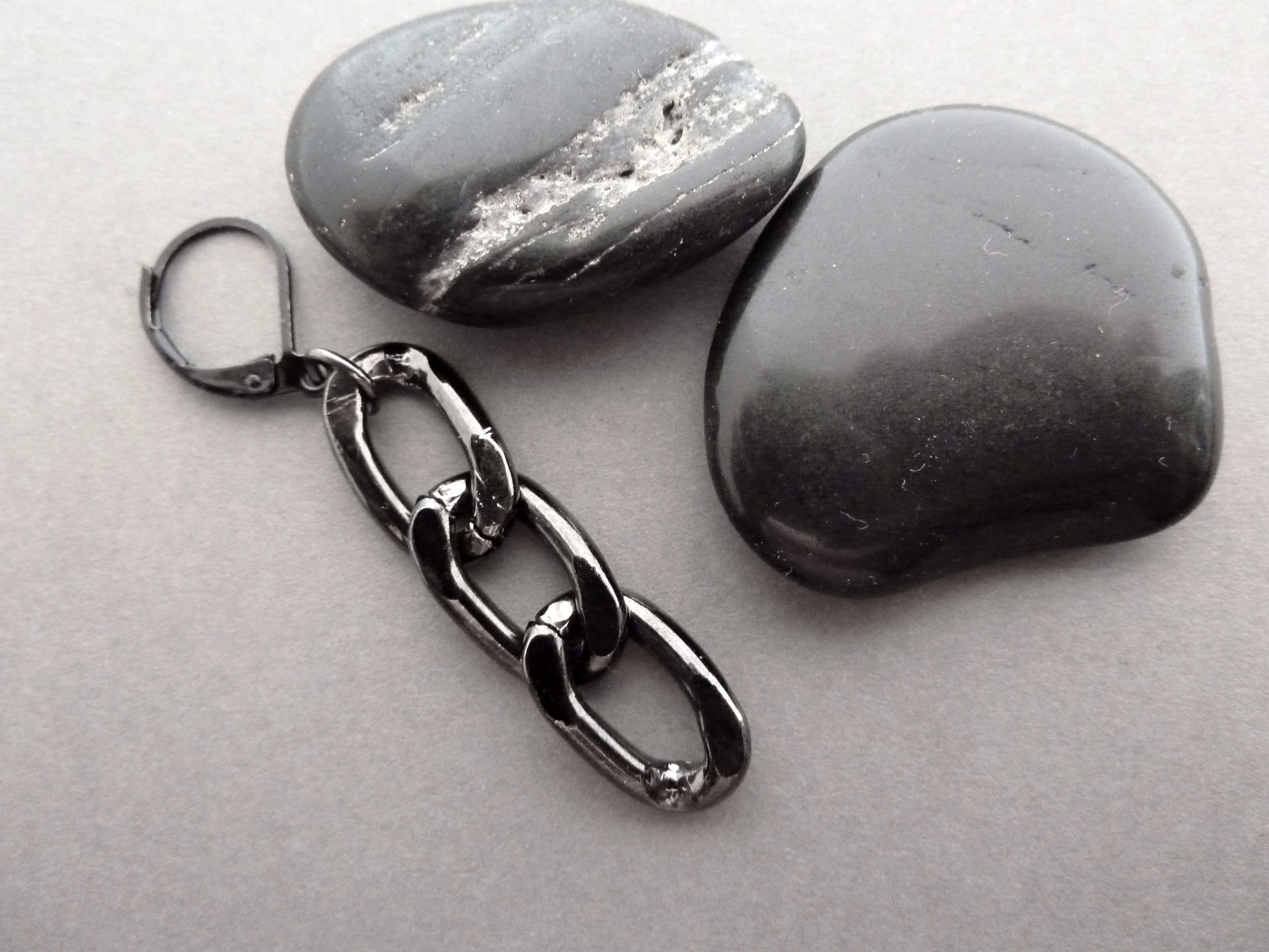 Men Dangle Earring Black Chain Men Earring Single Earring Bold Chain ...