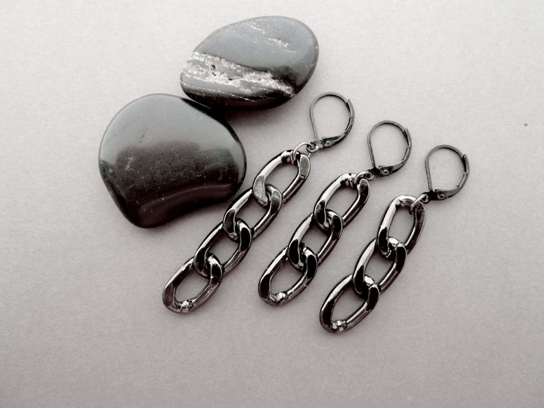 Men Dangle Earring Black Chain Men Earring Single Earring Bold Chain ...