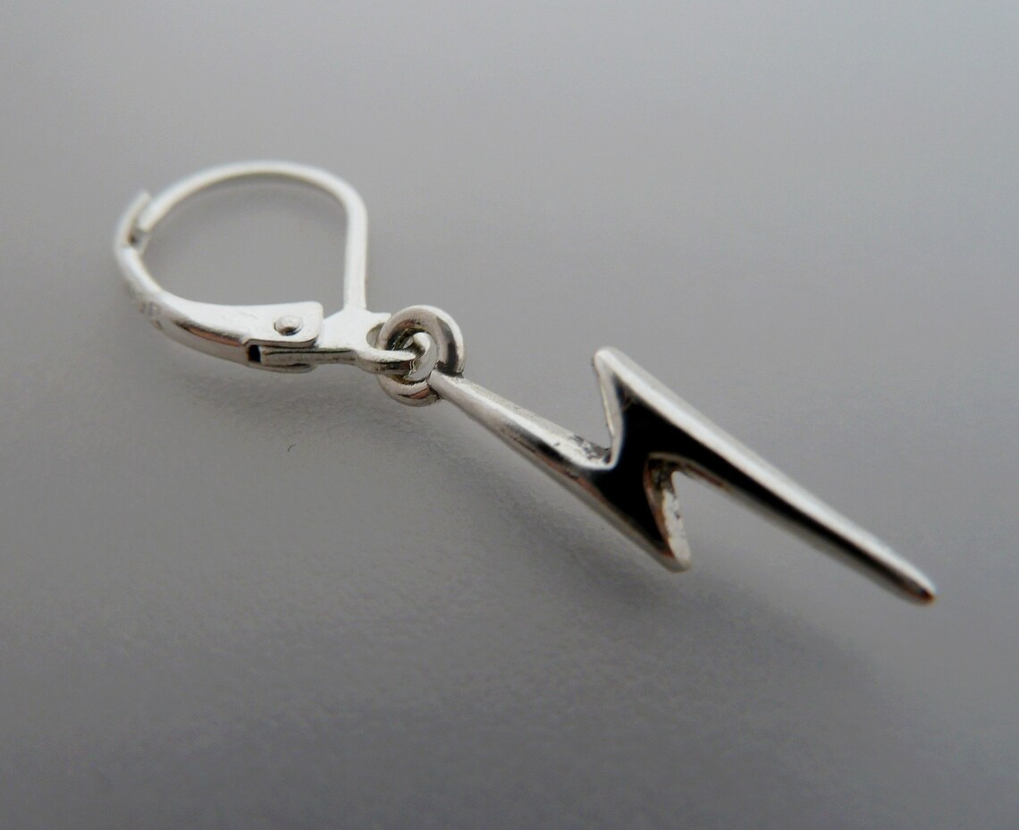Lightning Earring Strike Earring Flash Earring Men Silver - Etsy