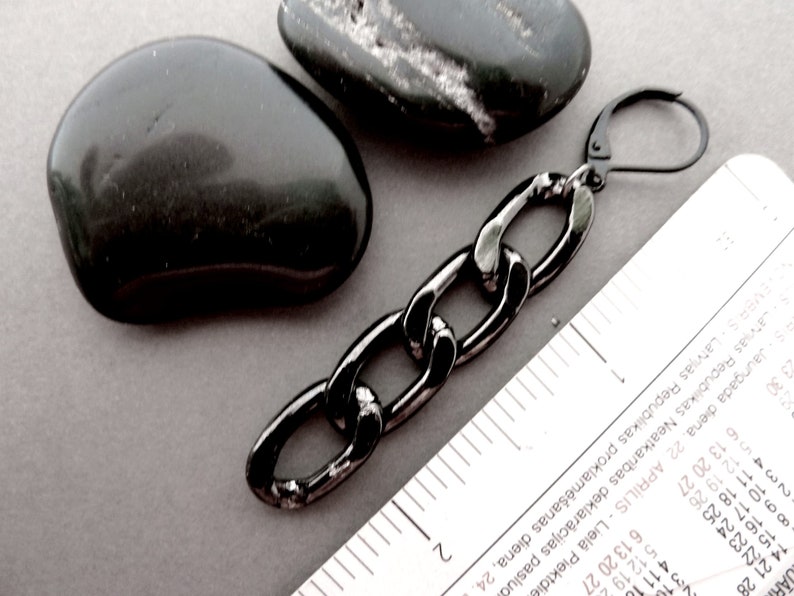 Men Dangle Earring Black Chain Men Earring Single Earring Bold Chain ...