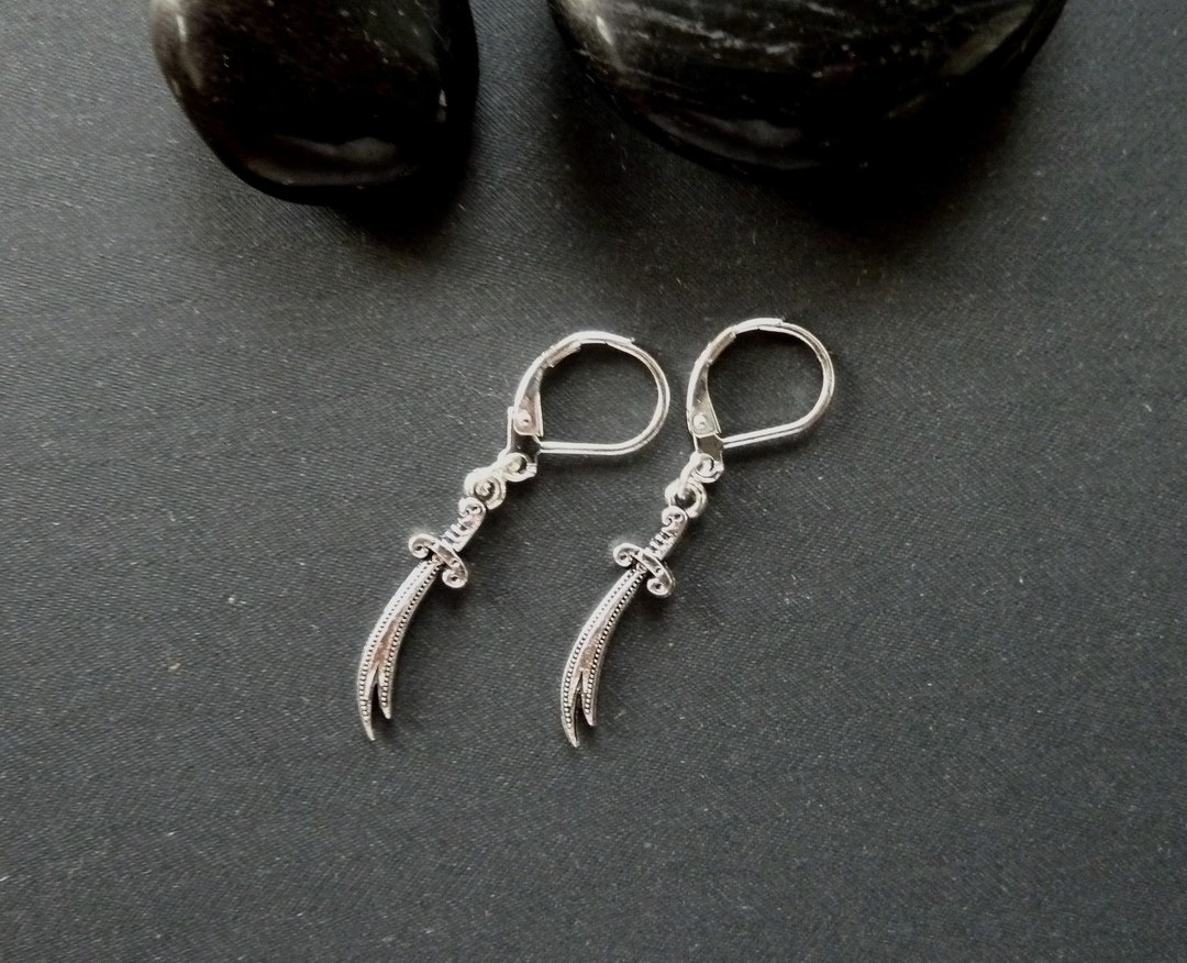 Sword Earring Men Dangle Man Earring Imam Dagger Earring Zulfiqar Sword Short Dagger Silver Gift ...