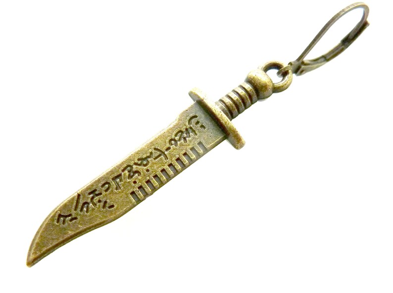 Long Men Earring Hunting Knife Japanese Dagger Men Bronze Earring One ...