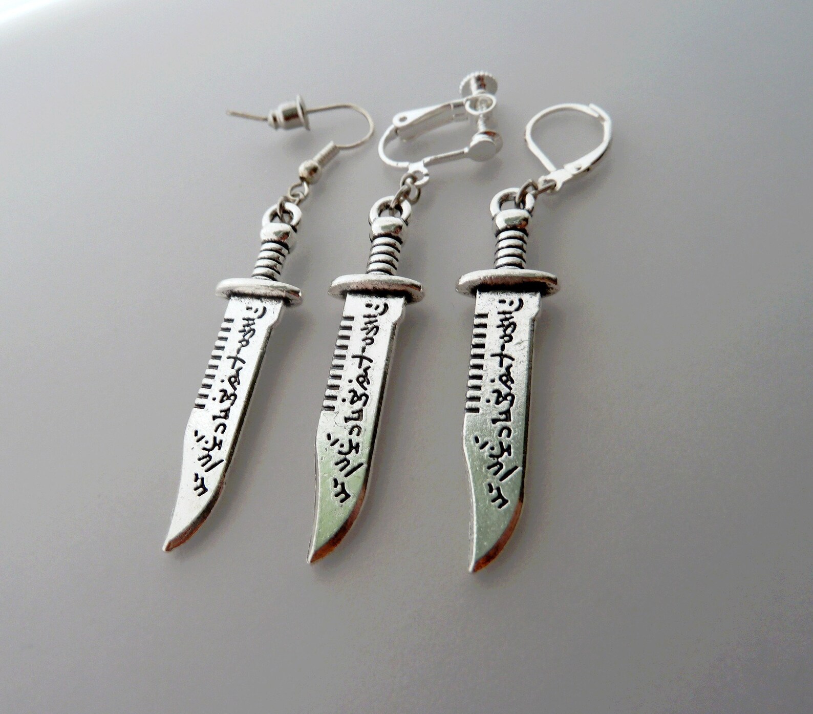 Dangle Men Earring Hunting Knife Japanese Dagger Men Silver - Etsy