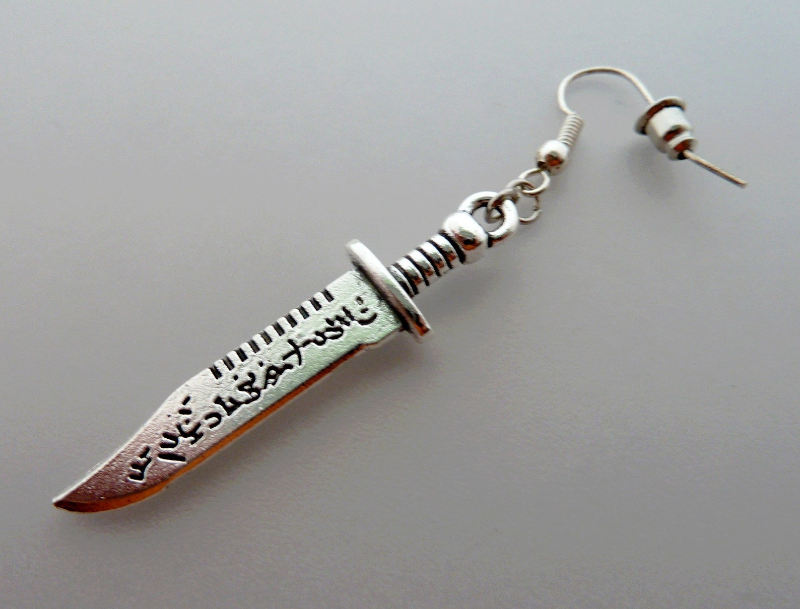 Dangle Men Earring Hunting Knife Japanese Dagger Men Silver - Etsy