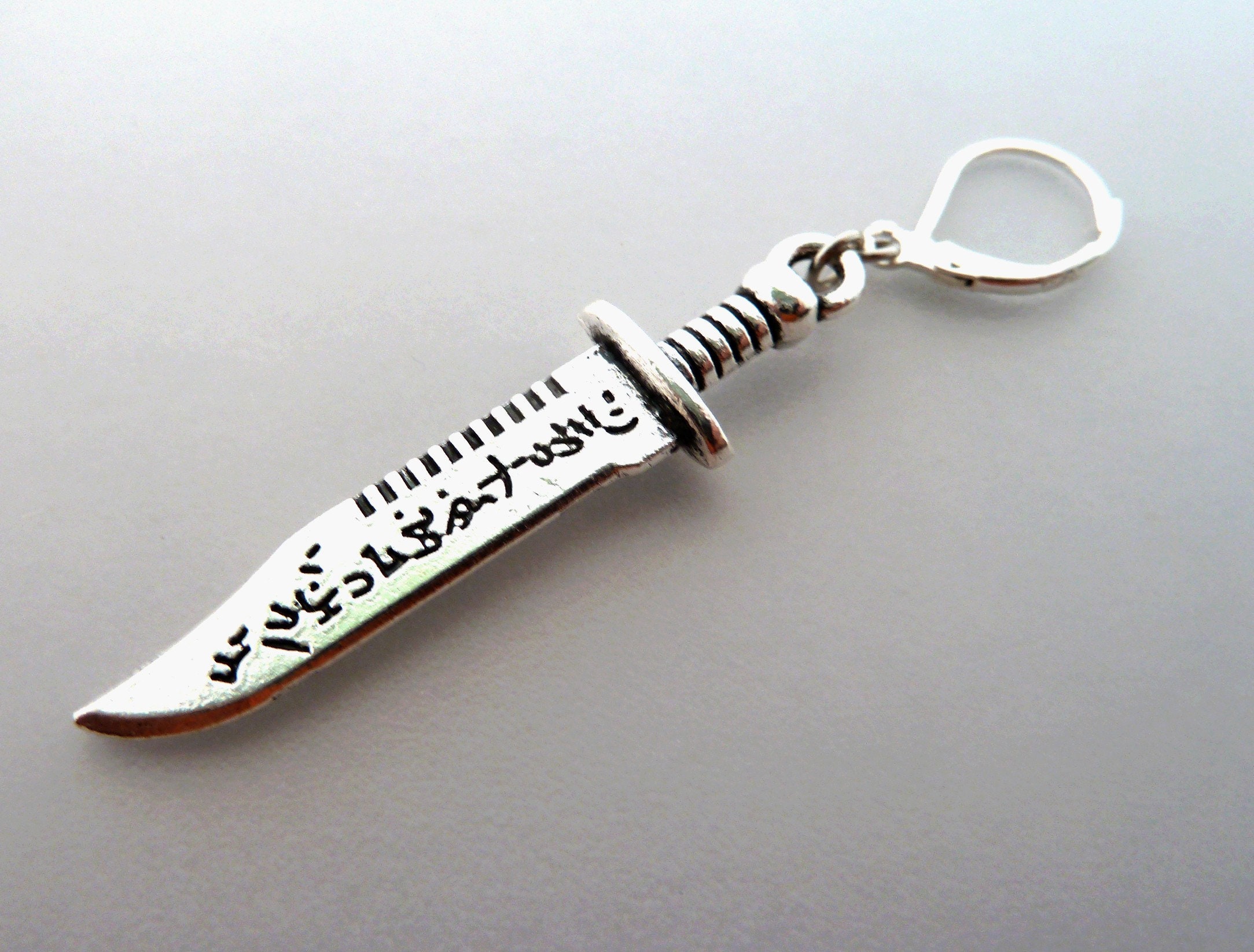 Dangle Men Earring Hunting Knife Japanese Dagger Men Silver - Etsy