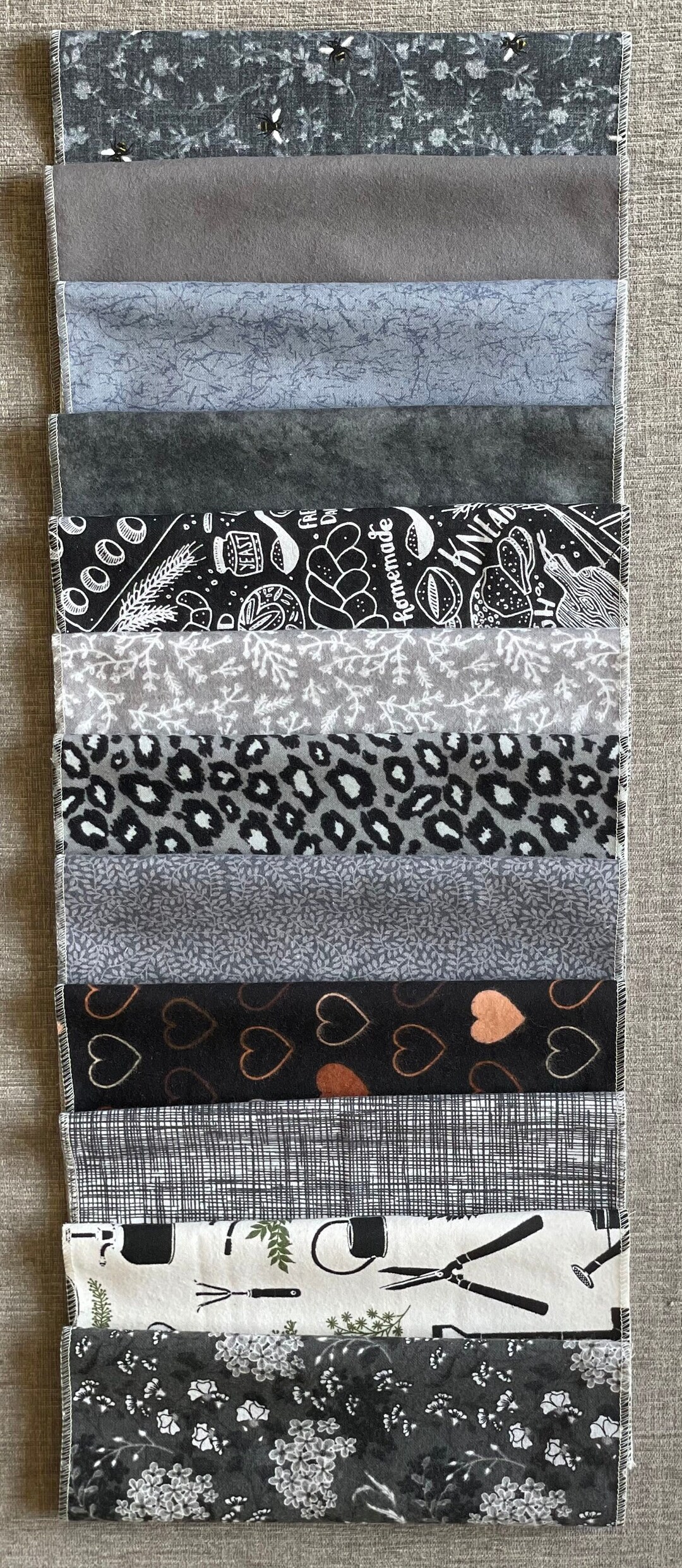 Reusable Flannel Paperless Towels: Black & Gray Variety Set - 10x14 - Etsy