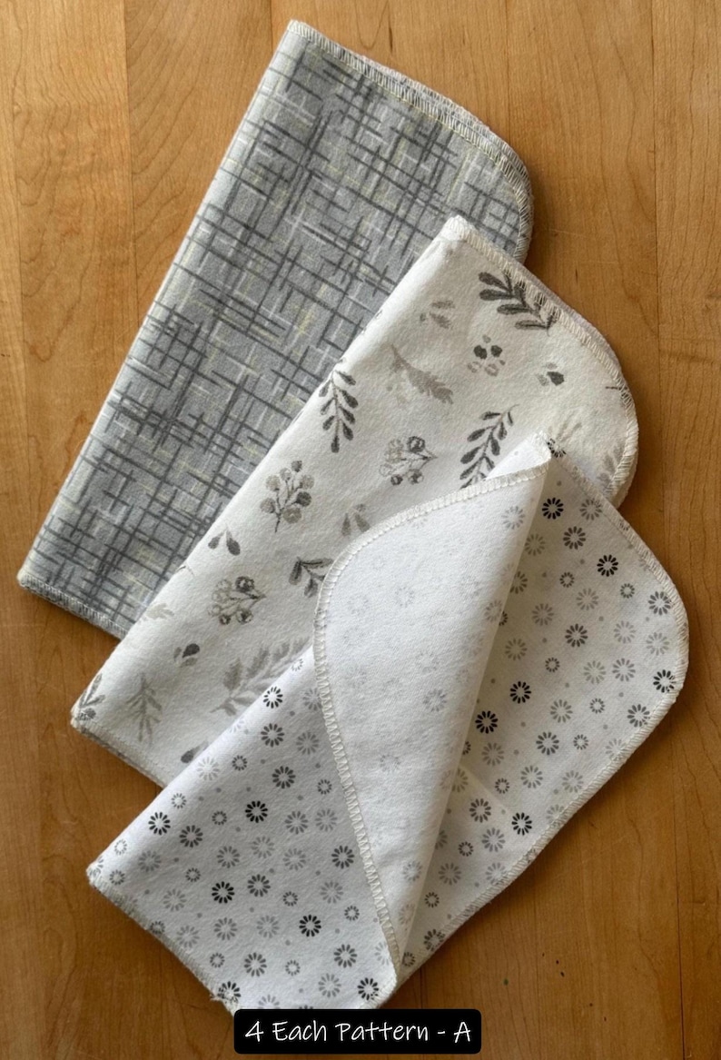 Reusable Cotton Flannel Facial Tissues: 12 Pack, 9"x9" Washable Cloth ...