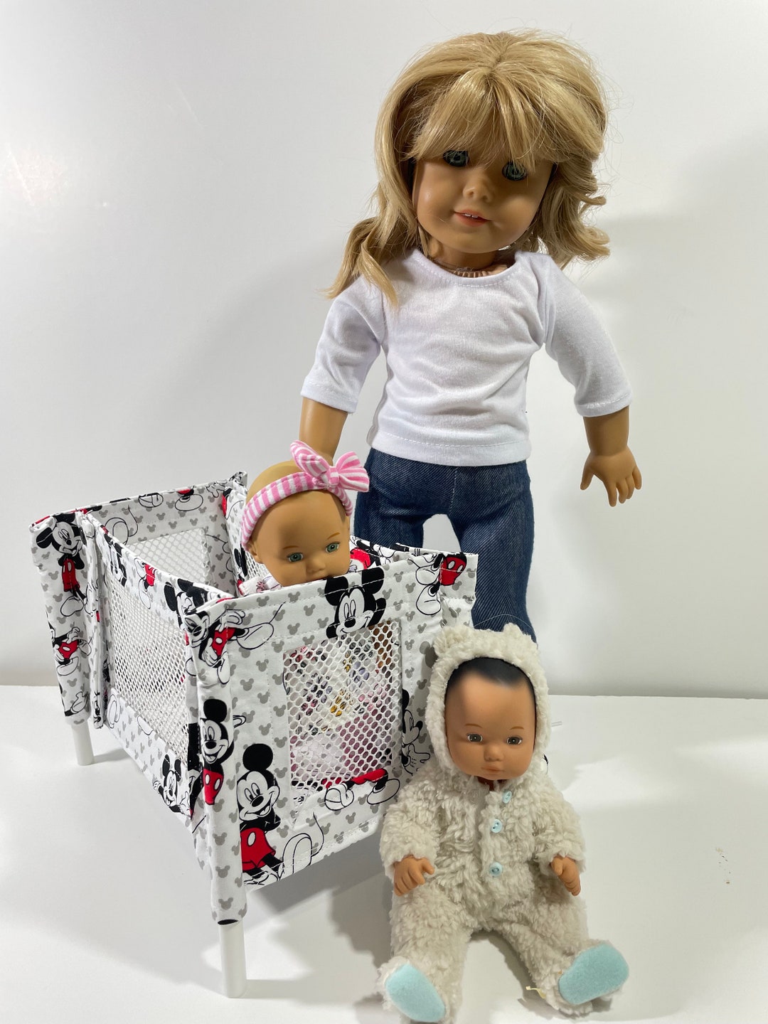 Playpen 8 Inch Doll White Background With Grey Circles - Etsy