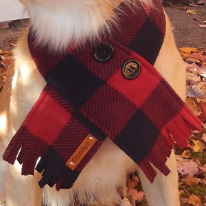 Dog Scarf Winter Fleece Dog Scarf, Red Buffalo Check Dog Scarf ...