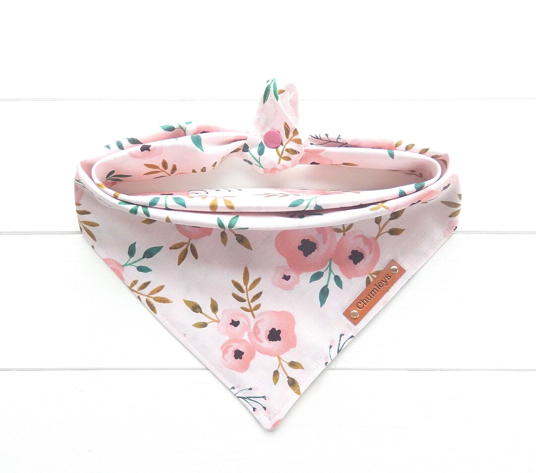 Floral Dog Bandana Coral Dog Bandana Tie & Snap Bandana Coral Pink Dog ...