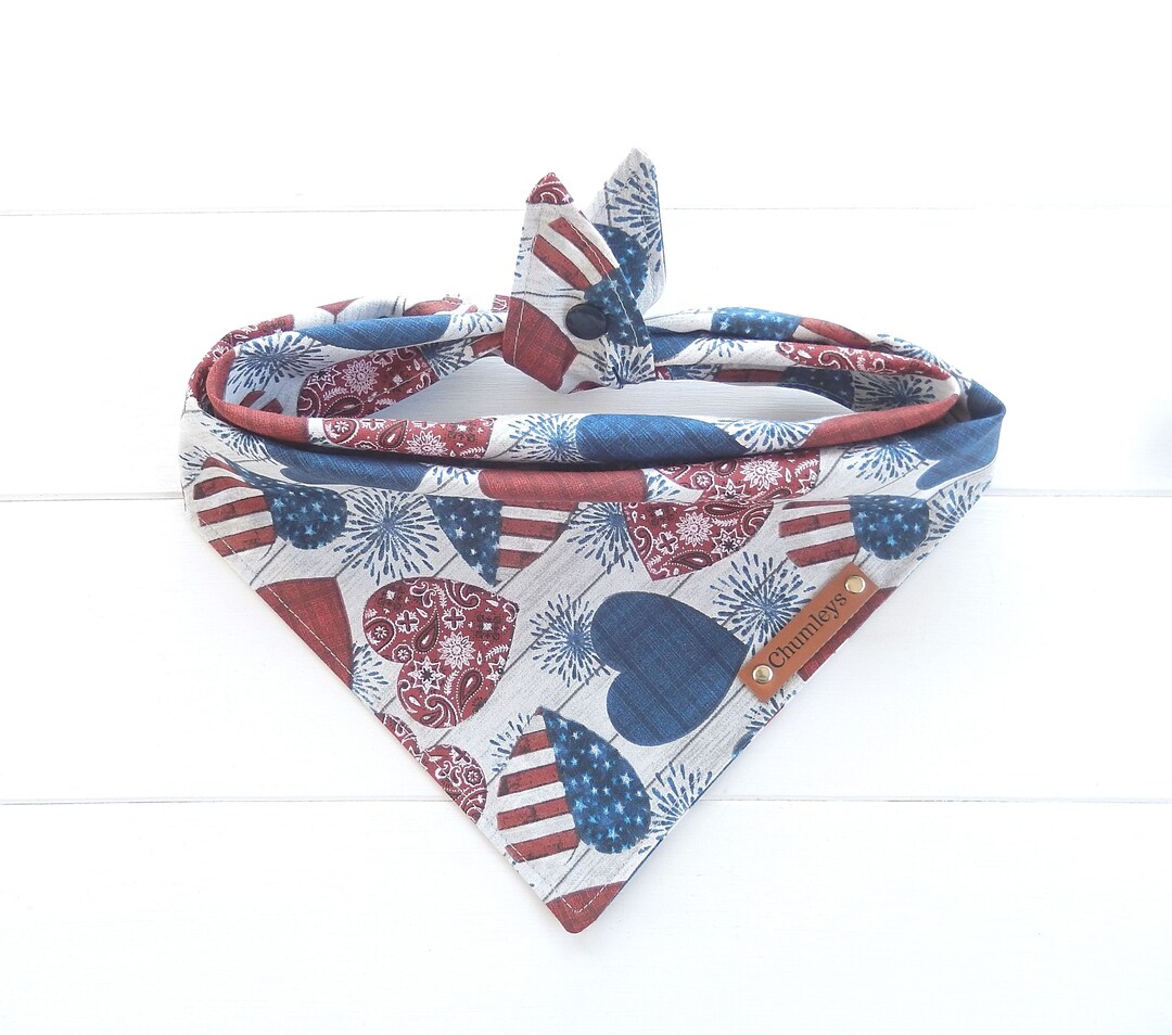 4th of July Dog Bandana Patriotic Dog Bandana Tie & Snap Dog Bandana ...