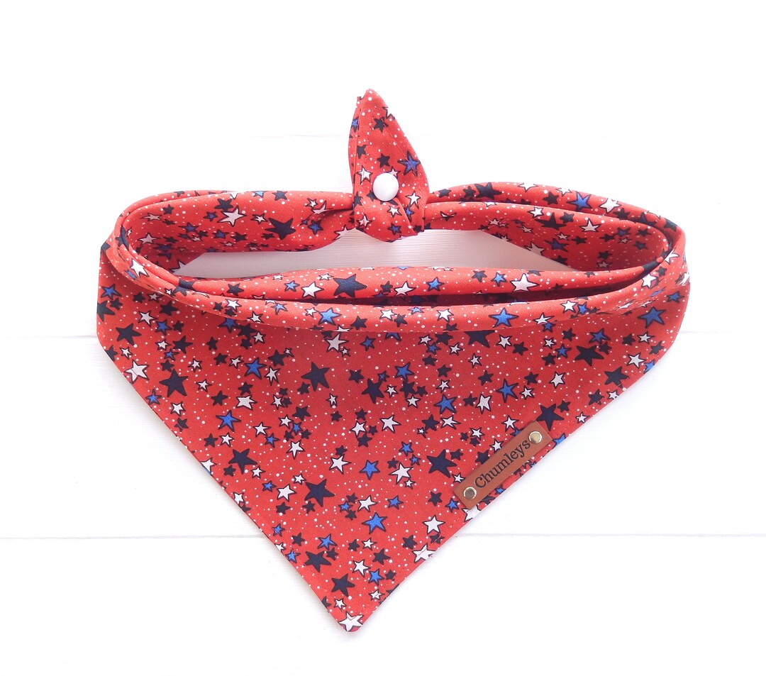 July 4th Dog Bandana, Patriotic Red Star Dog Scarf, Memorial Day ...