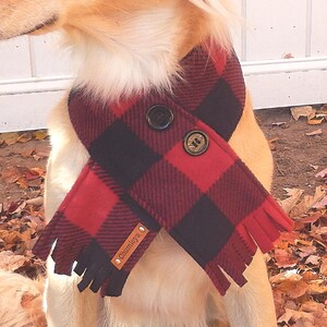 Dog Scarf Winter Fleece Dog Scarf, Red Buffalo Check Dog Scarf ...