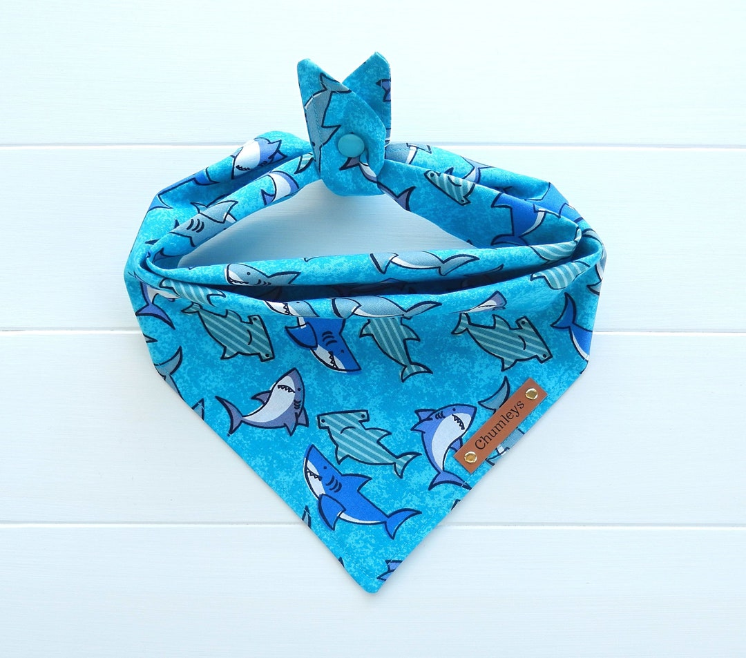 Shark Dog Bandana Cotton Dog Bandana Beach Dog Bandana Tie & Snap ...