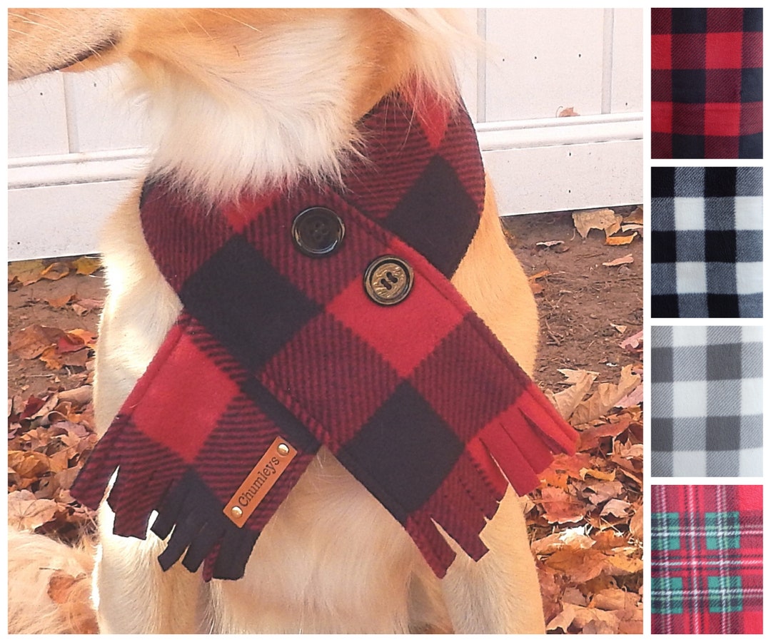 Dog Scarf Winter Fleece Dog Scarf, Red Buffalo Check Dog Scarf ...