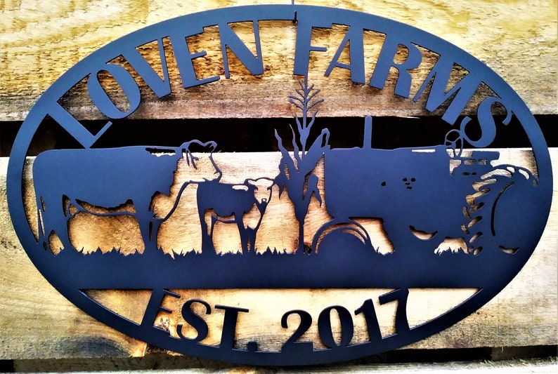 Custom Metal Farm or Family Sign, Animals, Tractor, Objects ...